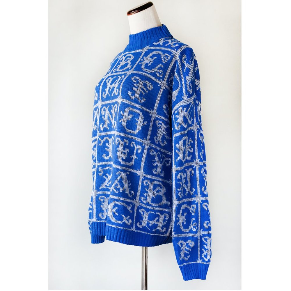 Vintage Adele 80s 90s Blue White Alphabet Letters Swe… - Gem